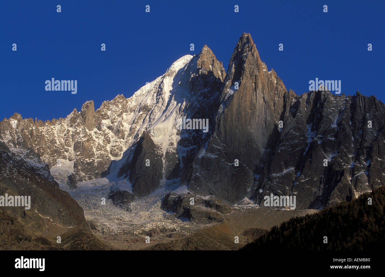 Aiguille Verte left Les Drus Mont Blanc Mountains France Stock Photo ...