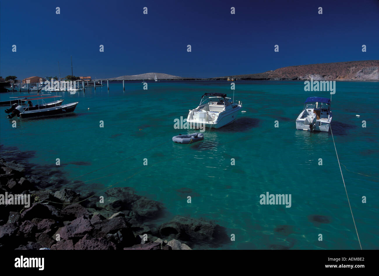 Pleasure boats anchored at beach in Cabo San Lucas Bay Baja California ...