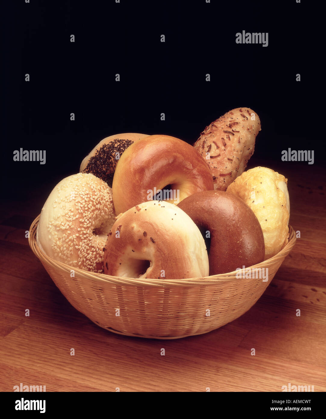 Bagels in Basket Stock Photo - Alamy