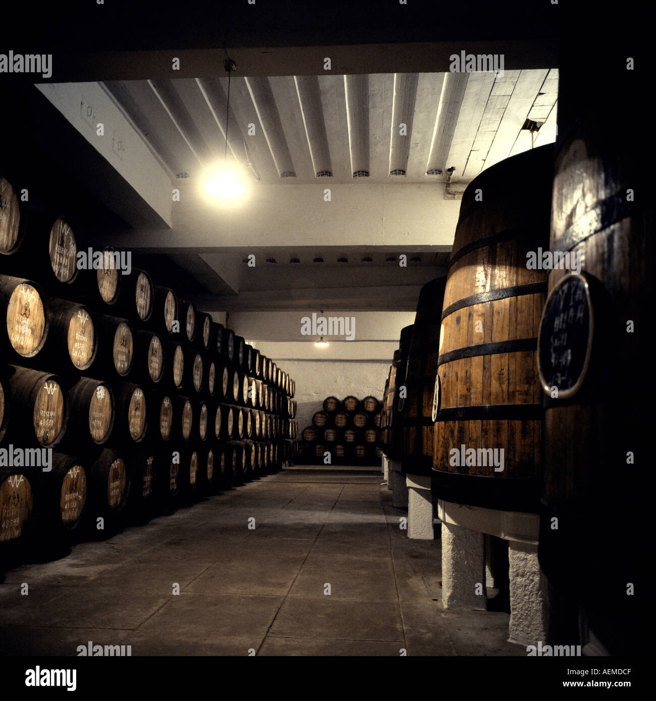 Port wine barrels and vats in Ferreira lodge storehouse, Vila Nova de ...