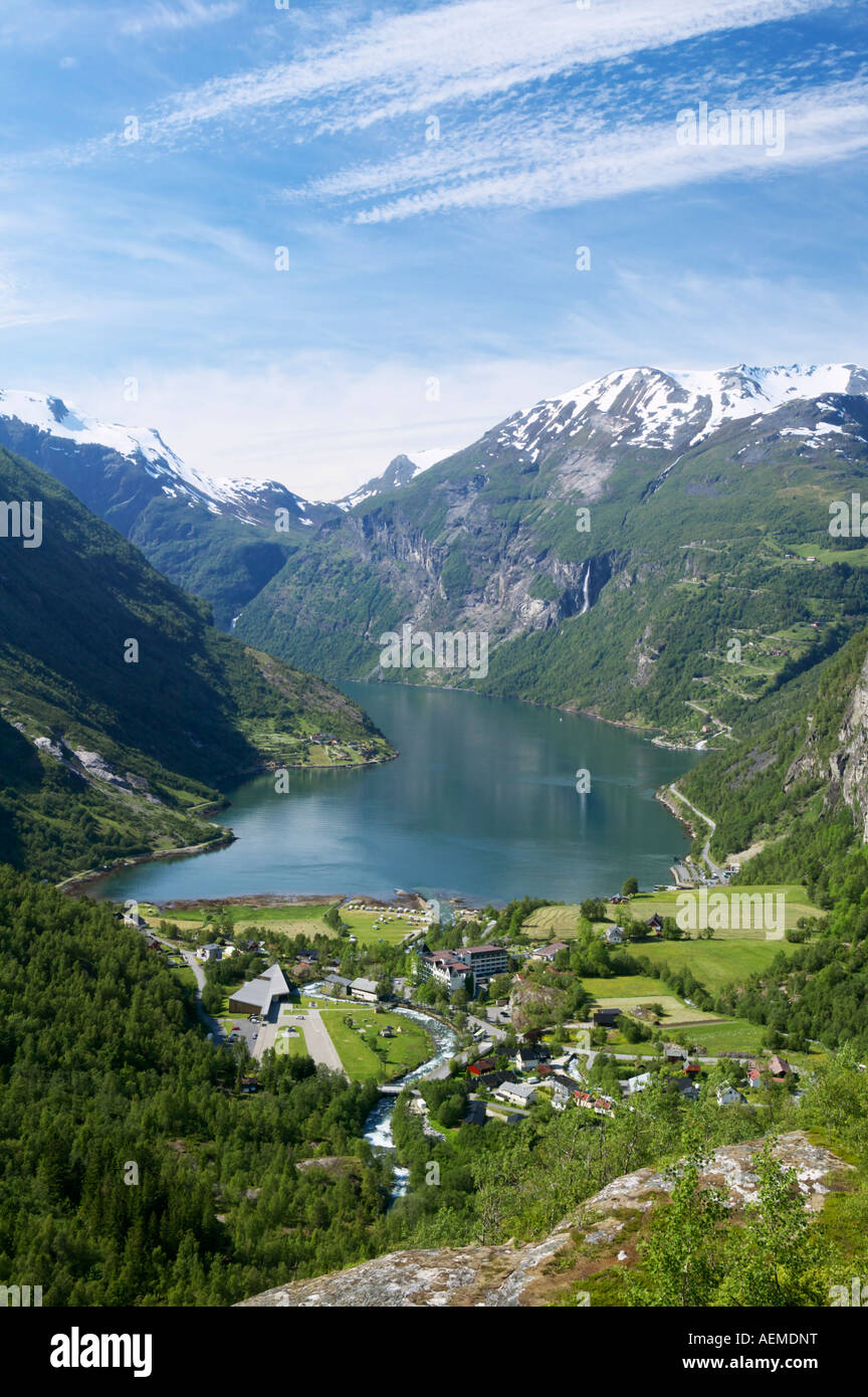 View over Geiranger and Geirangerfjorden from Flydalsjuvet Stranda More ...