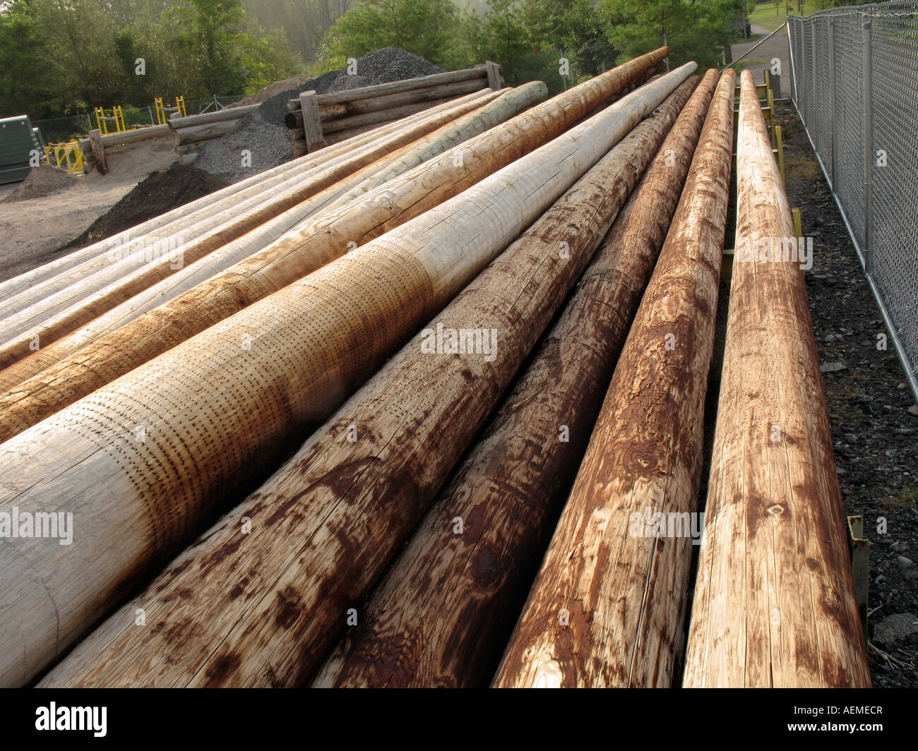 Telephone pole storage Stock Photo - Alamy