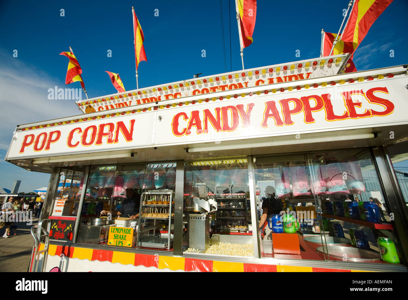 ILLINOIS Grayslake Popcorn and candy apples food booth at Lake County ...