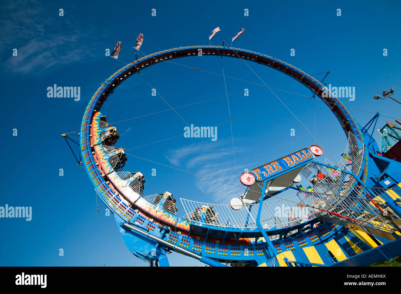 ILLINOIS Grayslake Circular amusement ride at Lake County Fair train on ...