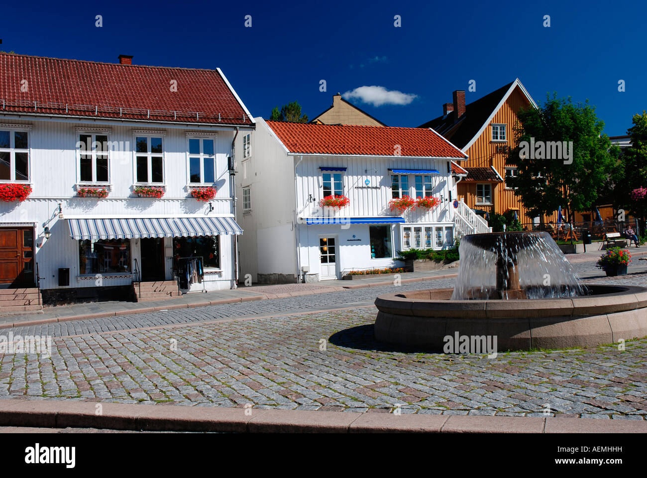 Town Square, Drobak, Oslofjord Norway Stock Photo - Alamy