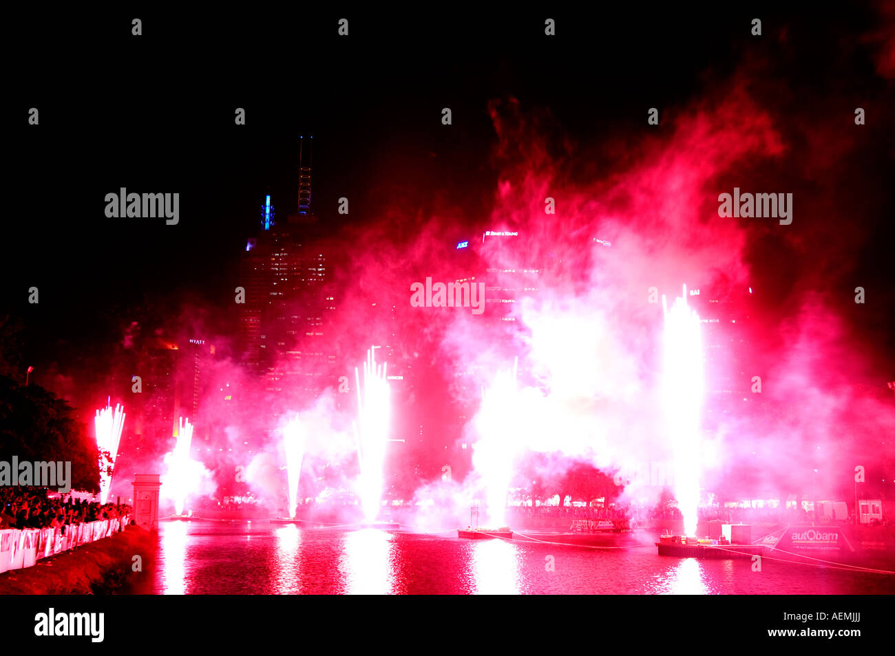 fireworks by the river Stock Photo - Alamy