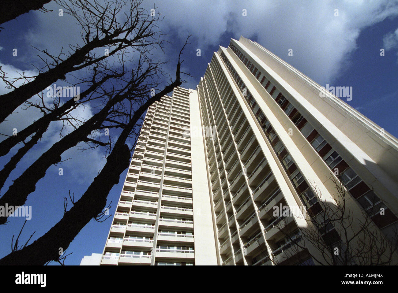 High rise apartment building in the Paris suburb Issy les Moulineaux ...
