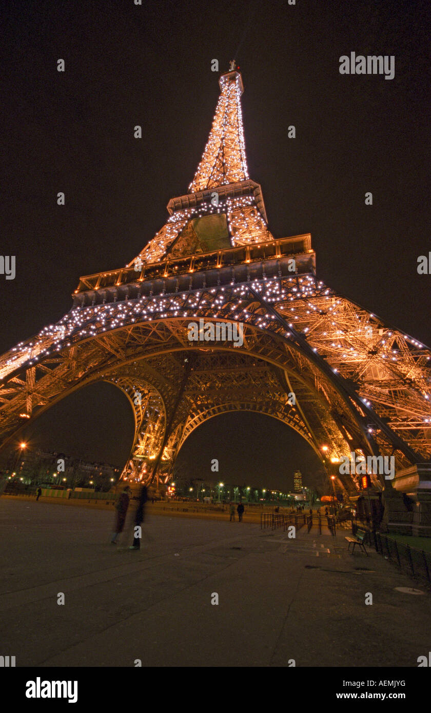 Eiffel Tower illuminated at night. Paris, France Stock Photo - Alamy
