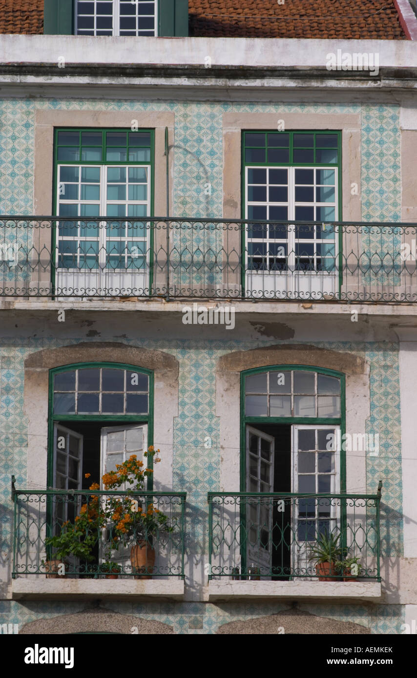 Building with windows and balconies. Lisbon, Portugal Stock Photo - Alamy