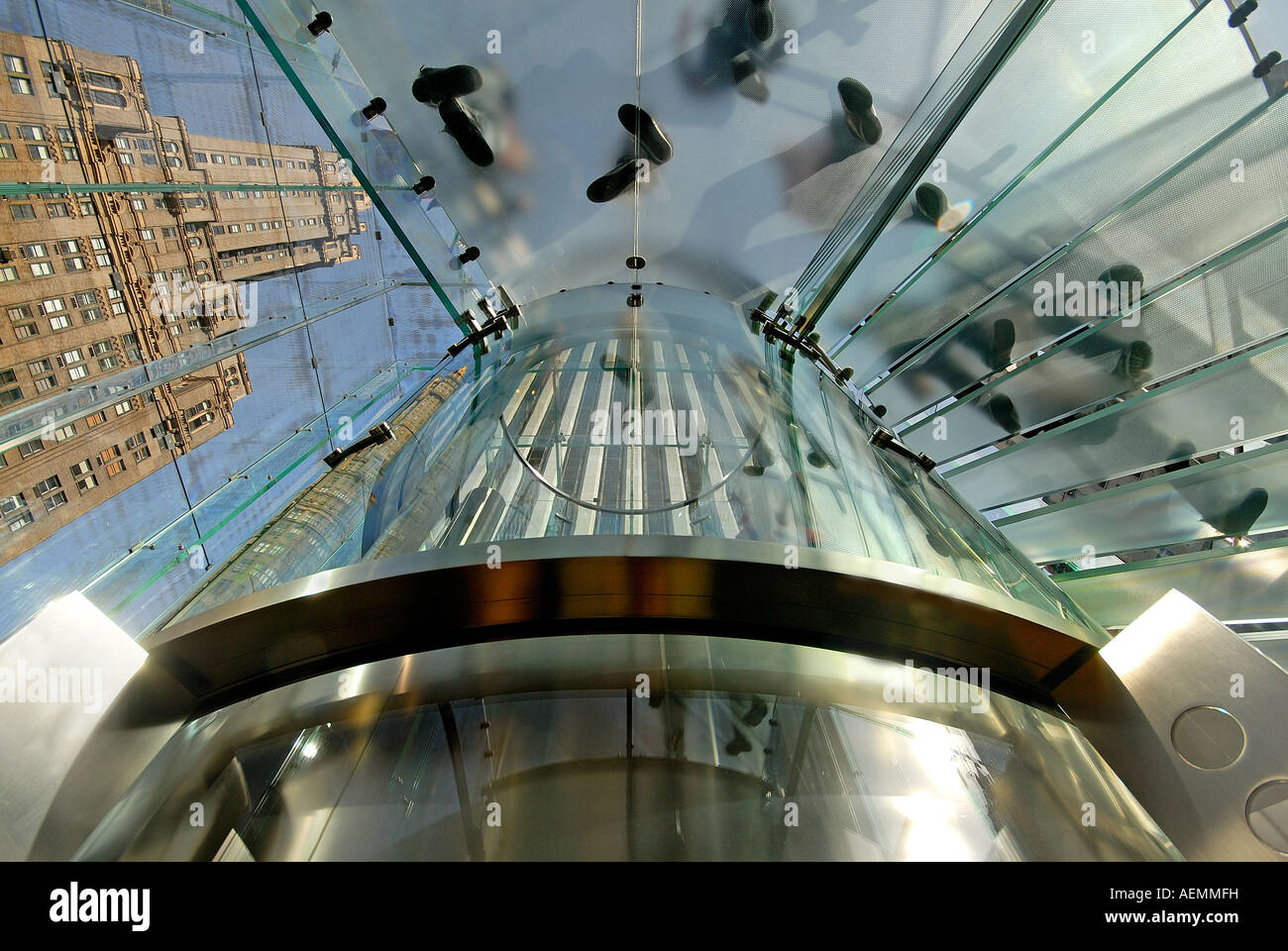 Glass staircase in Apple Store on Fifth Avenue, New York Stock Photo ...