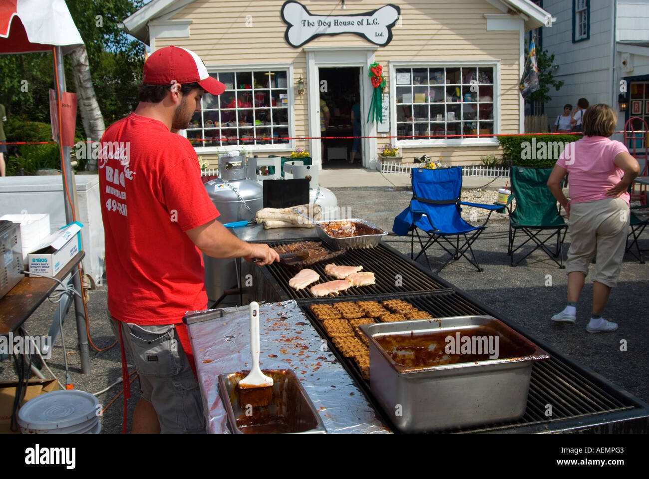 Festival Barbecue Vendor Stock Photo - Alamy