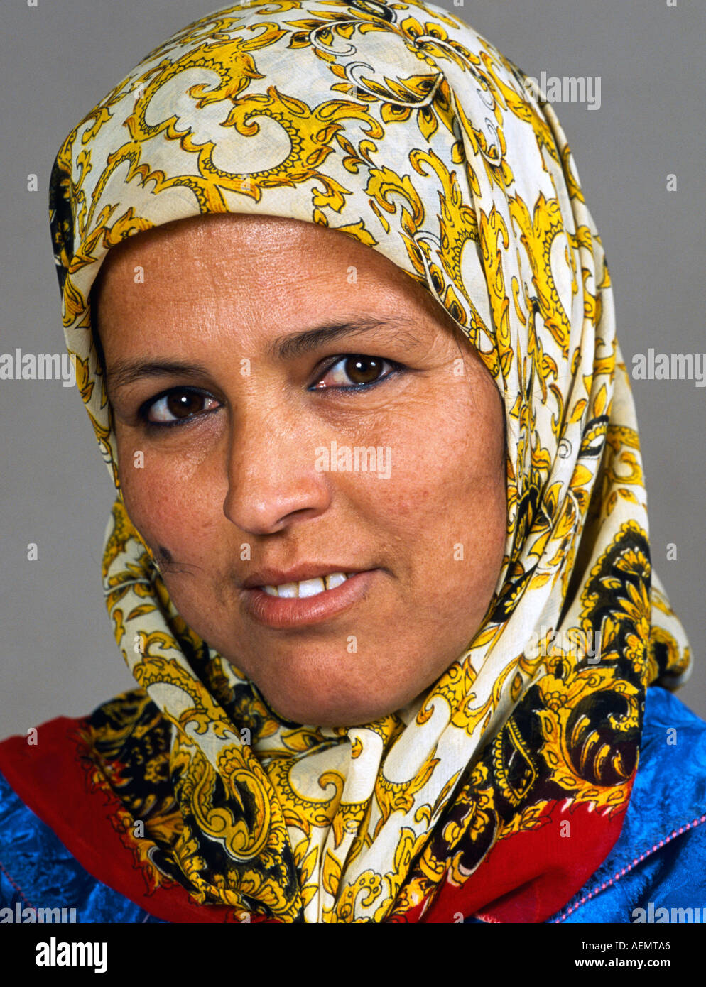 portrait with studio light of a moroccan female farm worker morocco ...