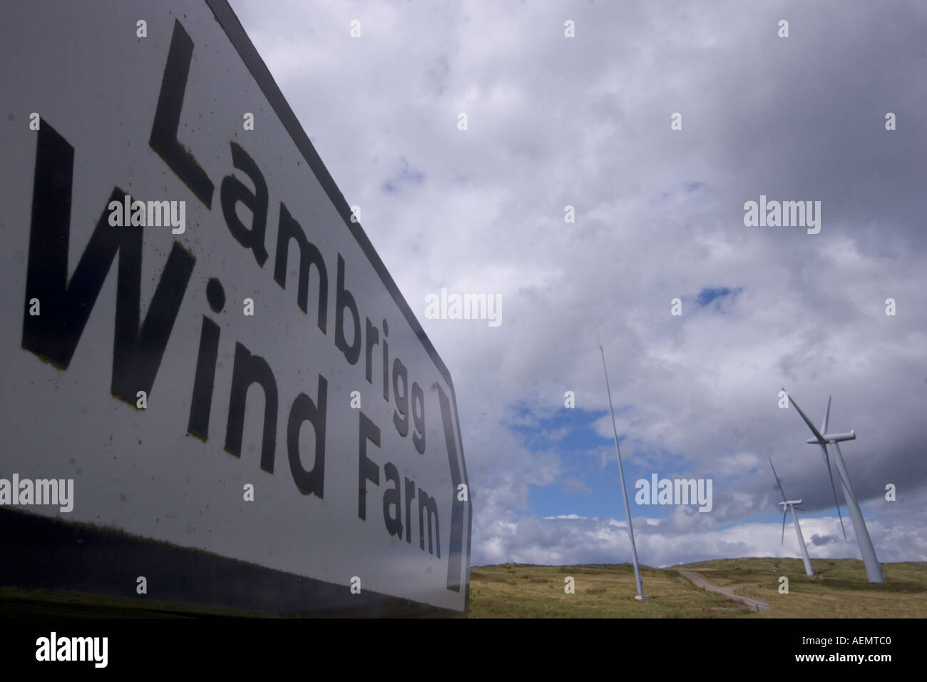 Sign signage outside Lambrigg Wind farm developed by National Windpower ...