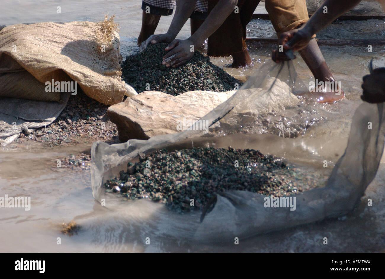 miners in malachite mine in Democratic Republic of Congo Stock Photo ...