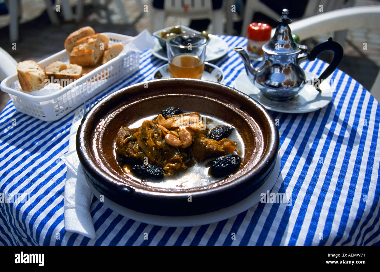 traditional tajine food on a restaurant table in morocco africa Stock ...