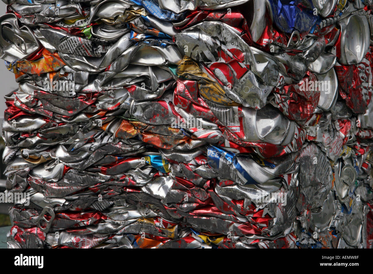 Baled Recycled Beer & Soft drink crushed aluminium waste cans, metal ...