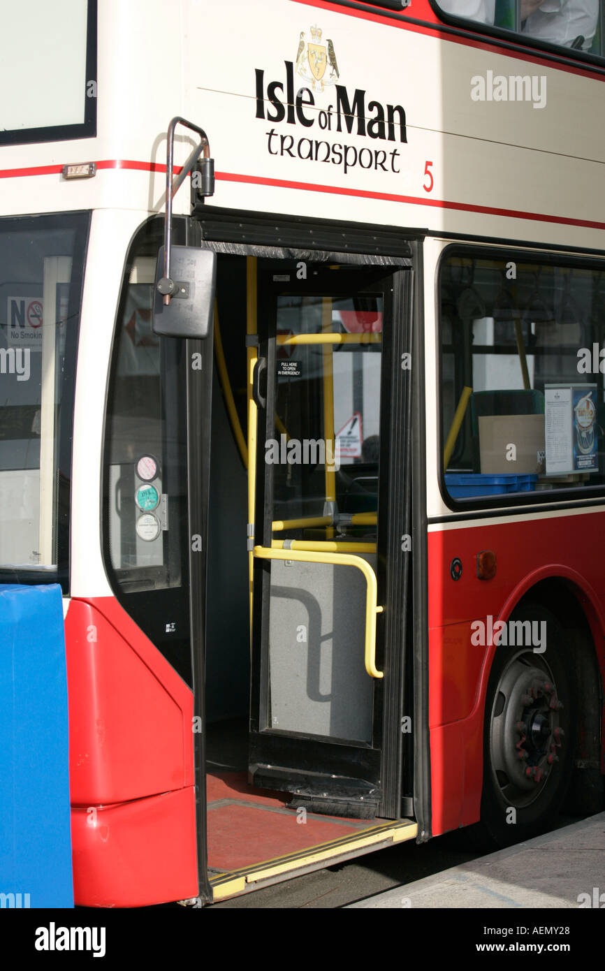 Front door to Manx Transport double decker bus Isle of Man IOM Stock ...