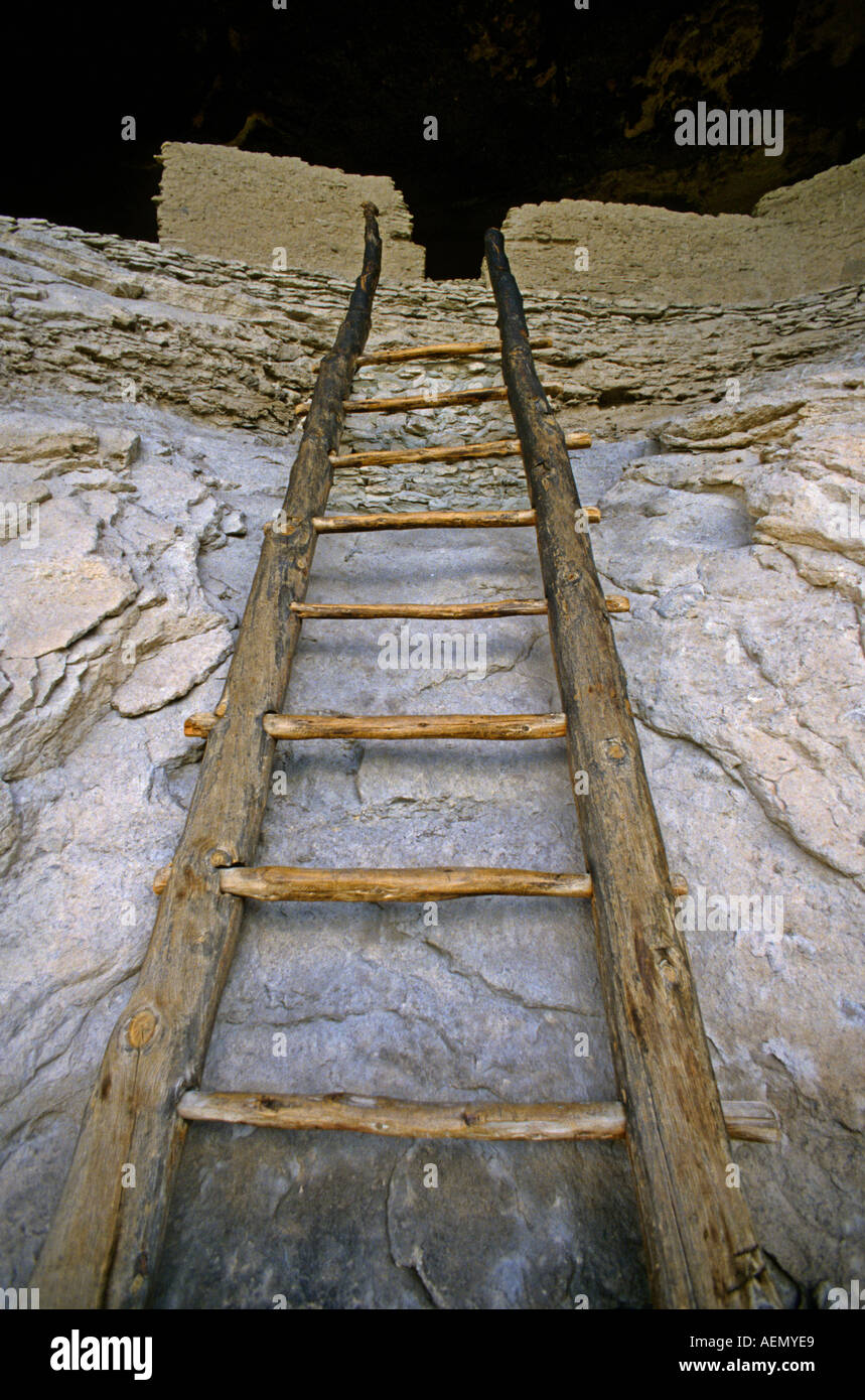 Ladder up to Gila Cliff Dwellings New Mexico USA Stock Photo - Alamy