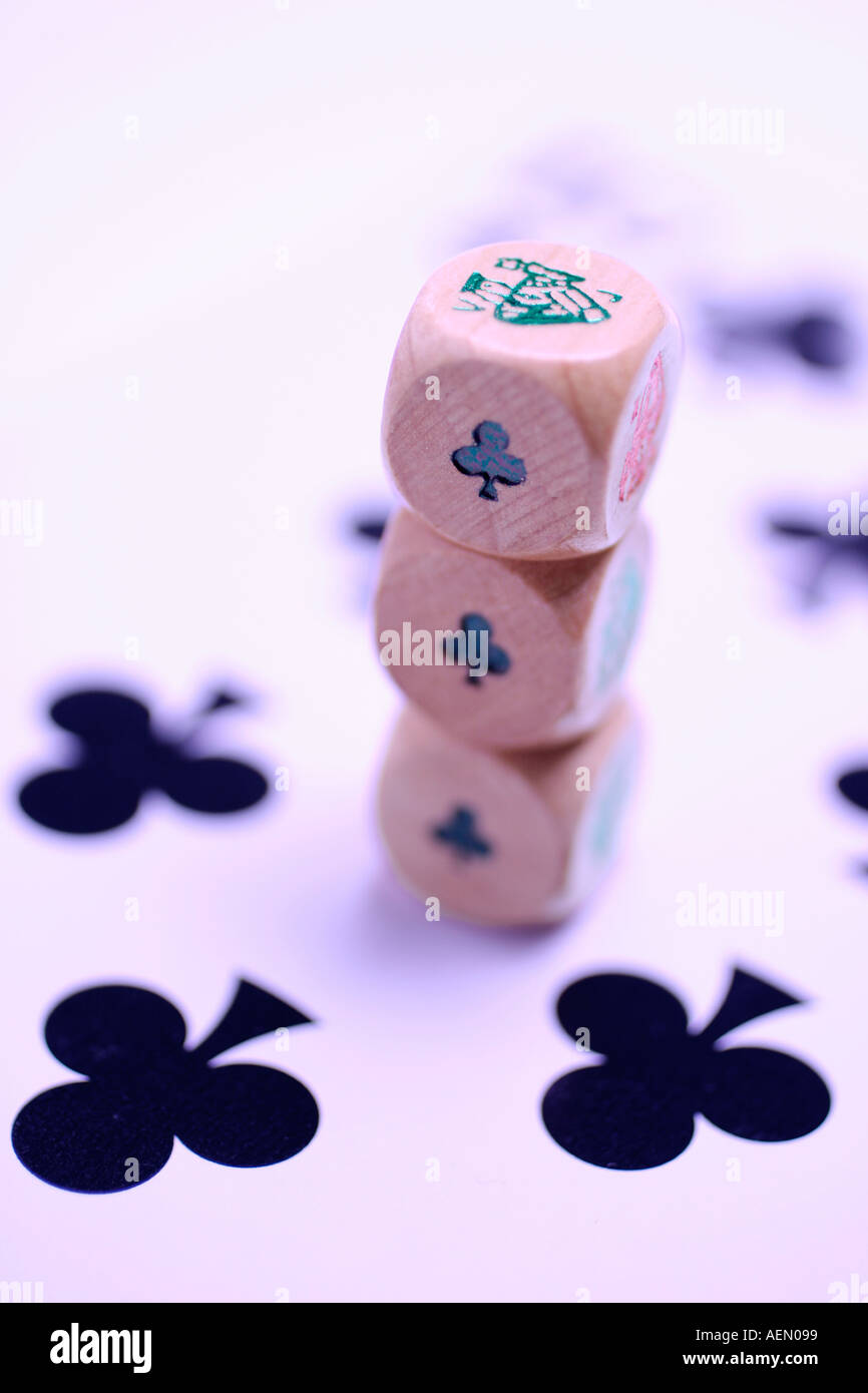 Stack of Dice on Playing Card Stock Photo - Alamy