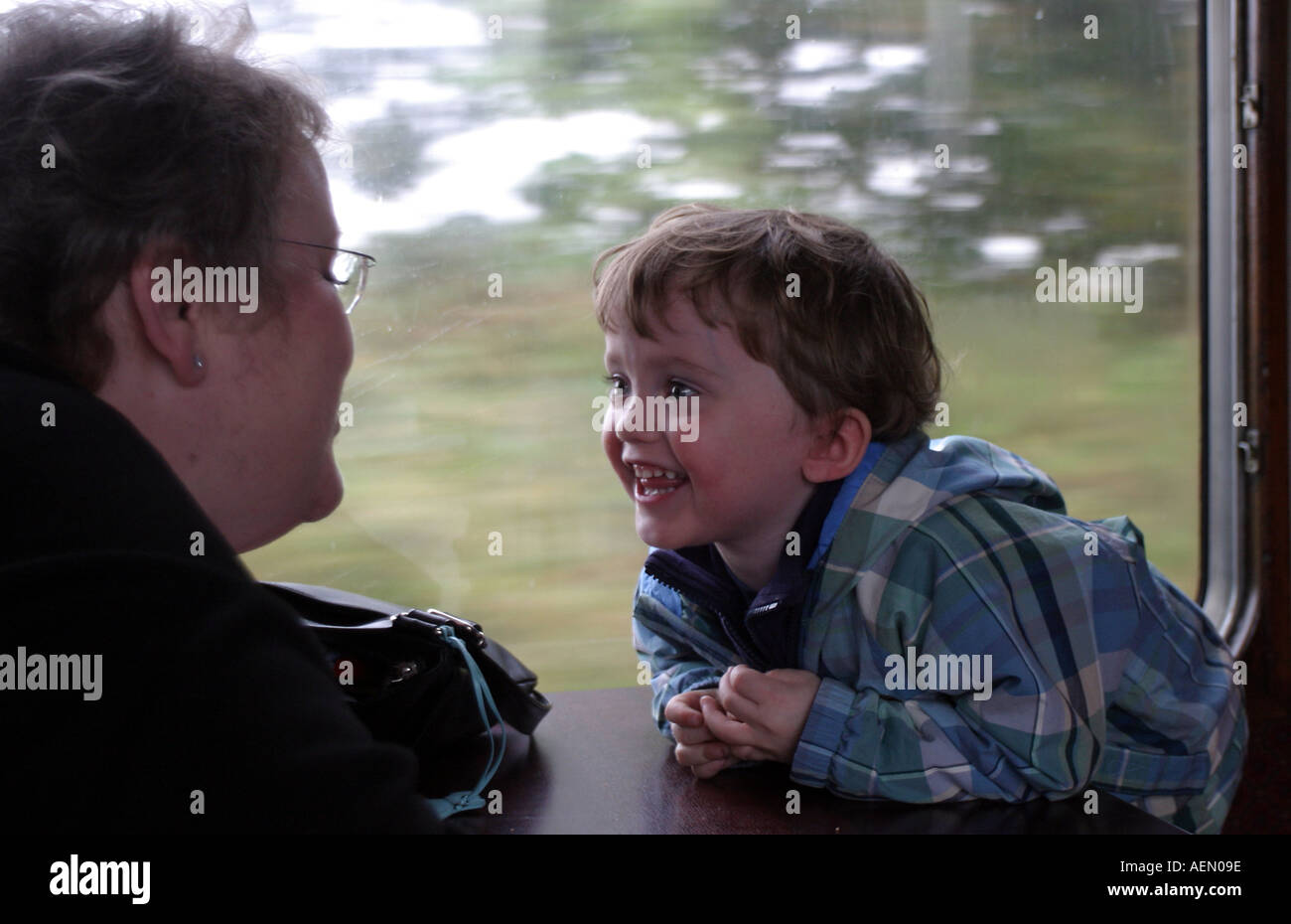 Lewis aged three and his mummy in a carriage on the Great Central ...