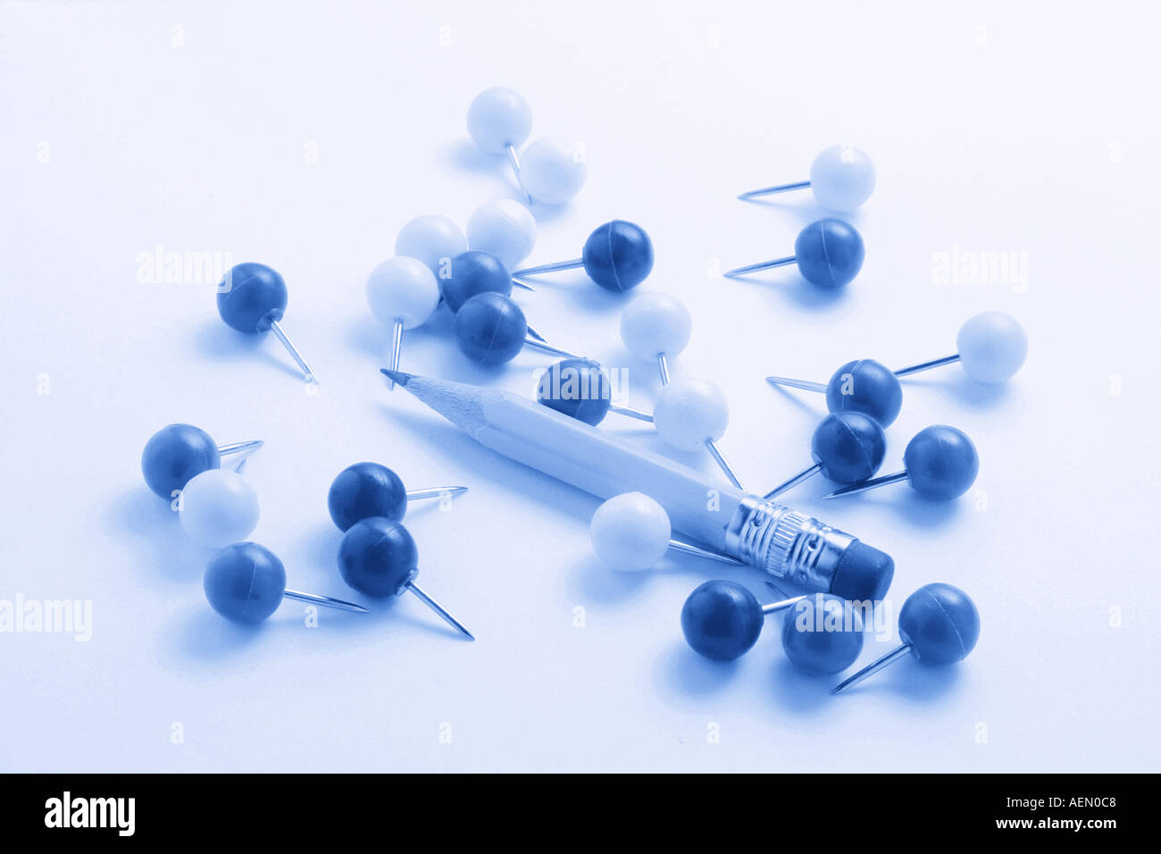 Pencil and Pushpins Stock Photo - Alamy