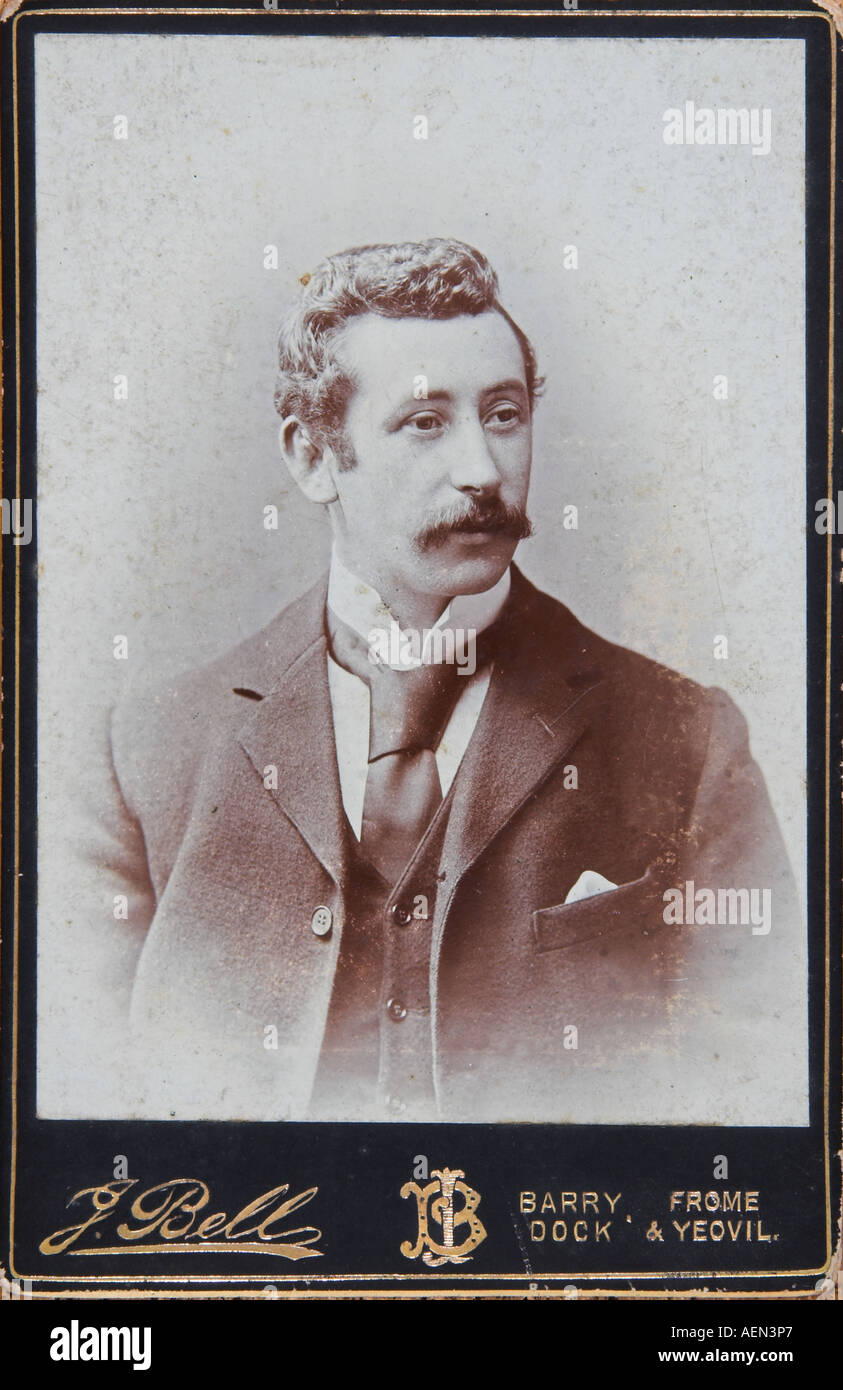 Edwardian Gent Studio Portrait by J Bell of Barry Dock Frome and Yeovil ...