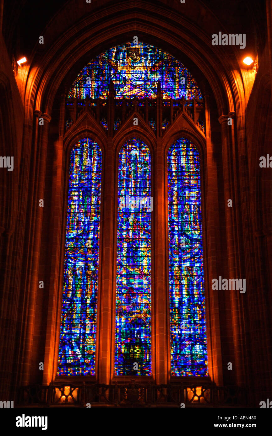 Stained Glass Windows Anglican Cathedral Liverpool England Stock Photo ...