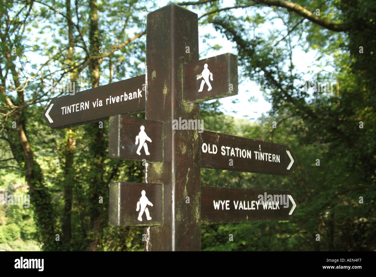 Wye Valley footpath finger post signs in the Tintern area Stock Photo ...