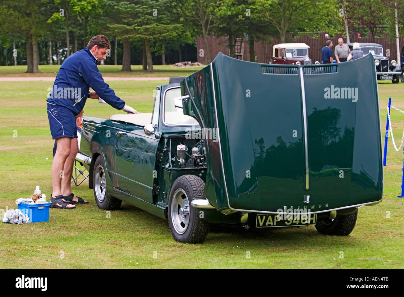 Classic Triumph convertable sports car at vintage vehicle rally near St ...