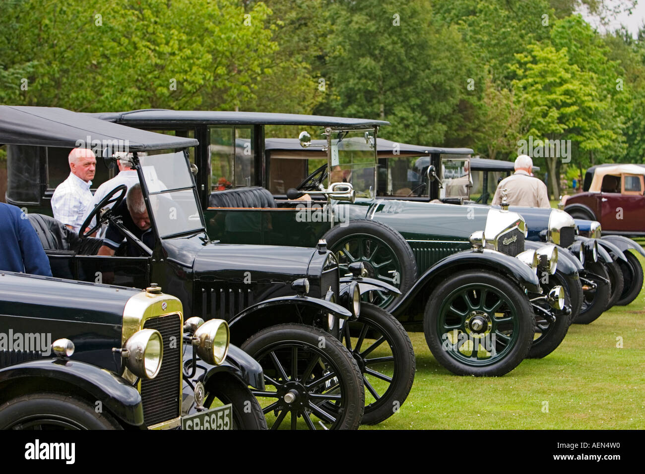 Row of pre-war classic cars at vintage vehicle rally near St Andrews ...
