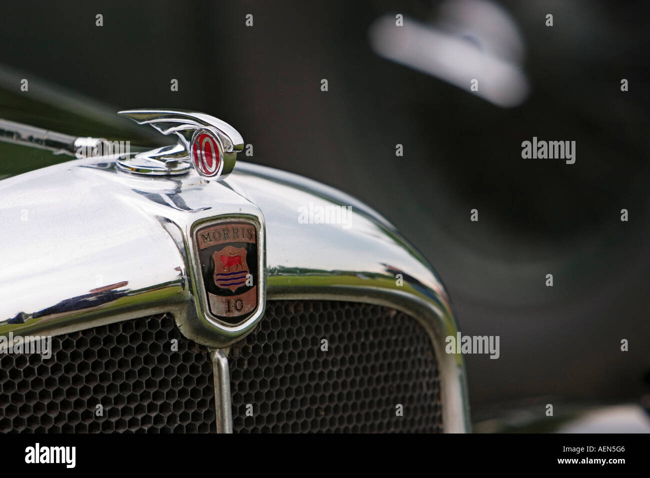 Morris 10 radiator grill, marque and hood ornament at vintage vehicle ...