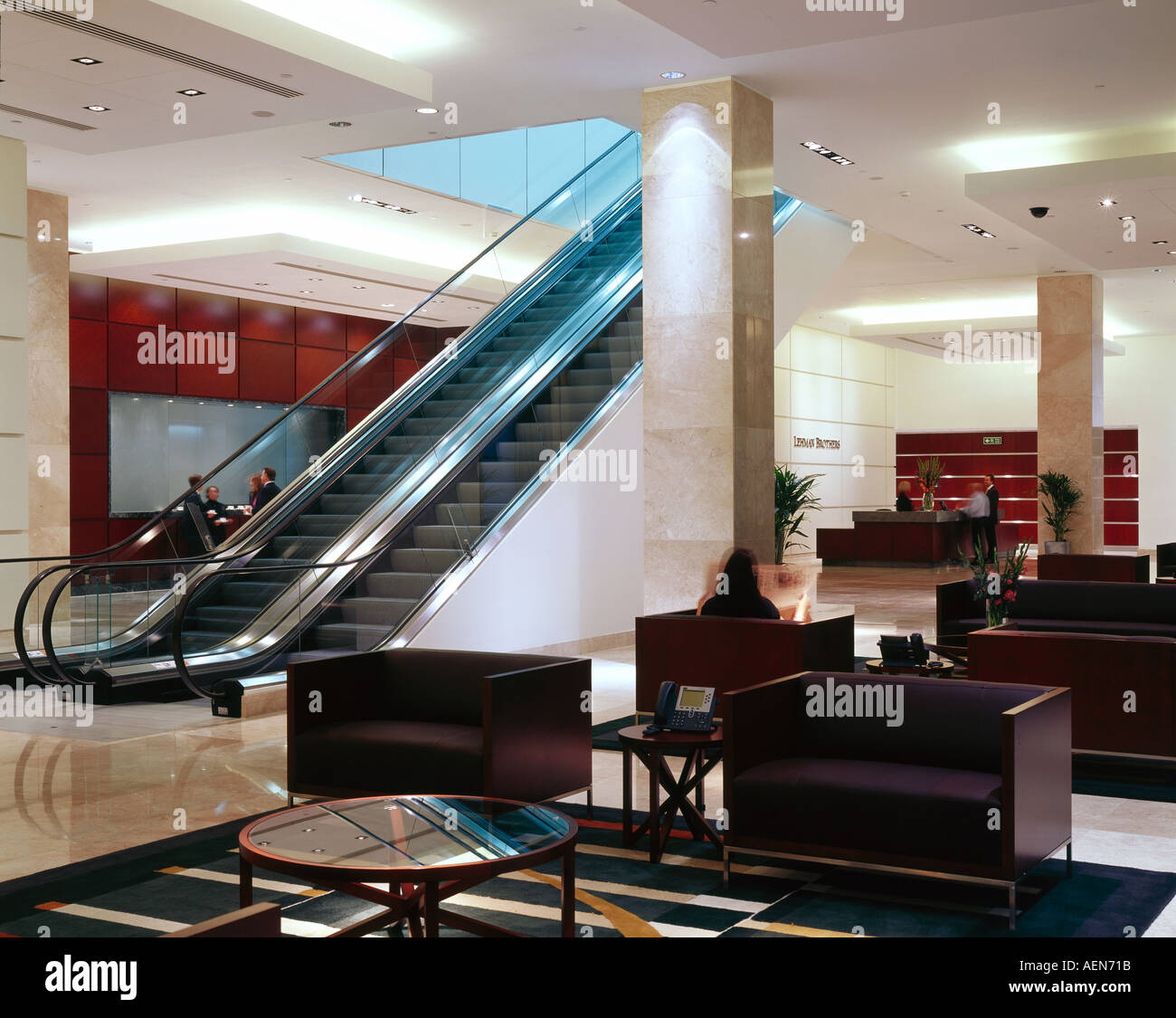 Lehman Brothers, 25 Bank Street, Canary Wharf, London, 2004. Reception ...
