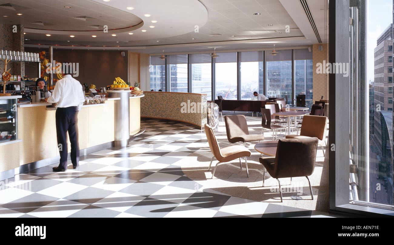 Lehman Brothers, 25 Bank Street, Canary Wharf, London, 2004. Cafeteria ...