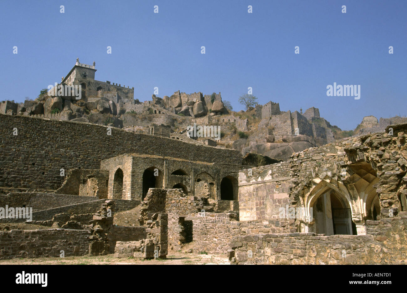 India Andhra Pradesh Hyderabad Golconda Fort Durbar Hall from the Rani ...