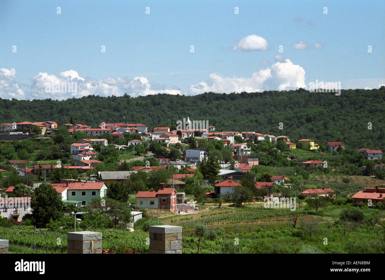View from Wine Cellar Santomas. Smarje, Koper, wine region of Primorska ...