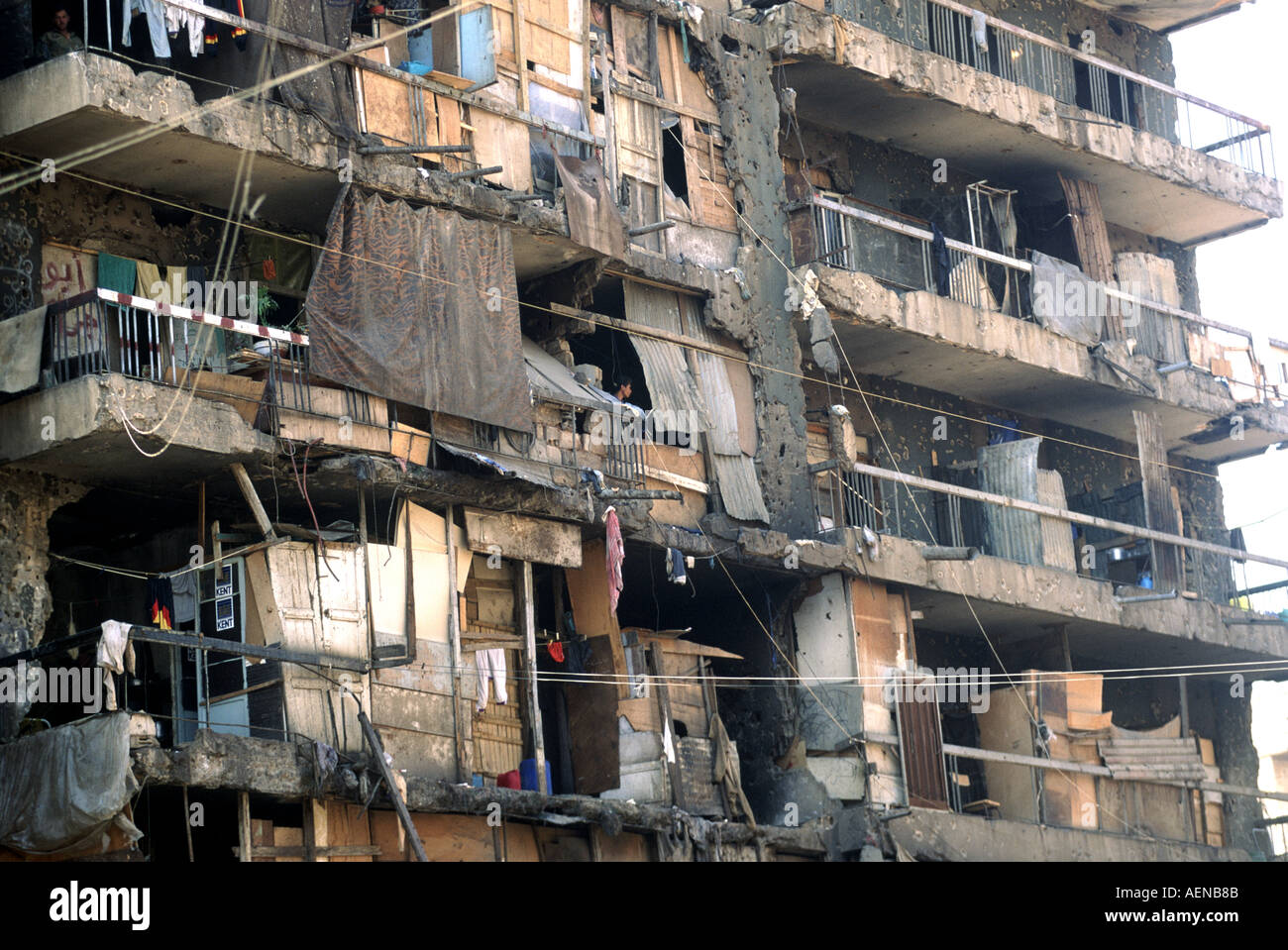 Bullet scarred building along the Green Line in Beirut Lebanon Stock ...
