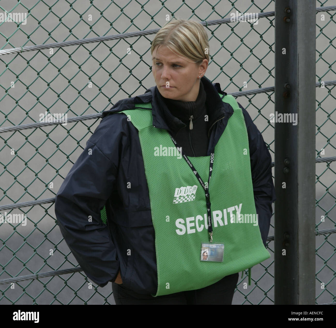security girl at Grand Prix Stock Photo - Alamy
