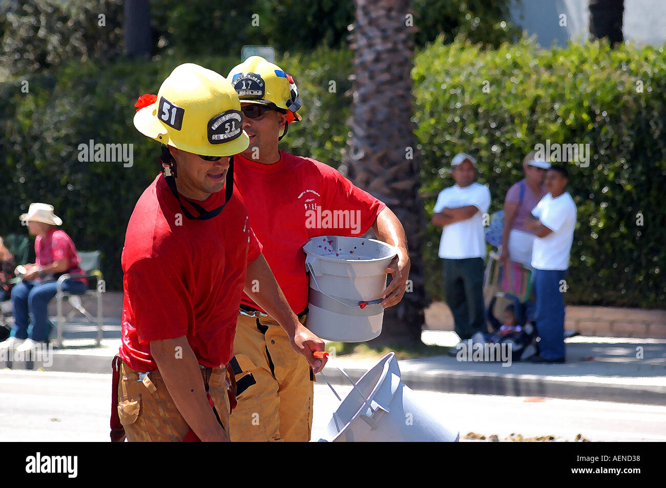 Fiesta Parade Firemen Stock Photo - Alamy