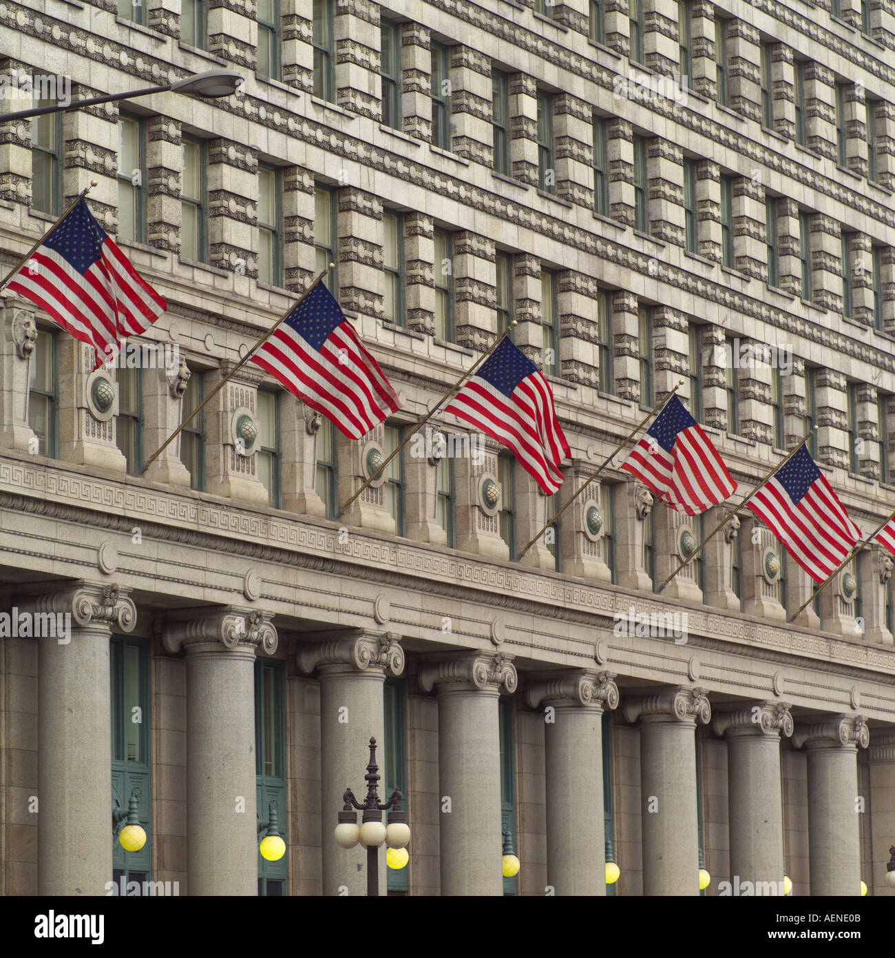 American flags outside a building Stock Photo - Alamy