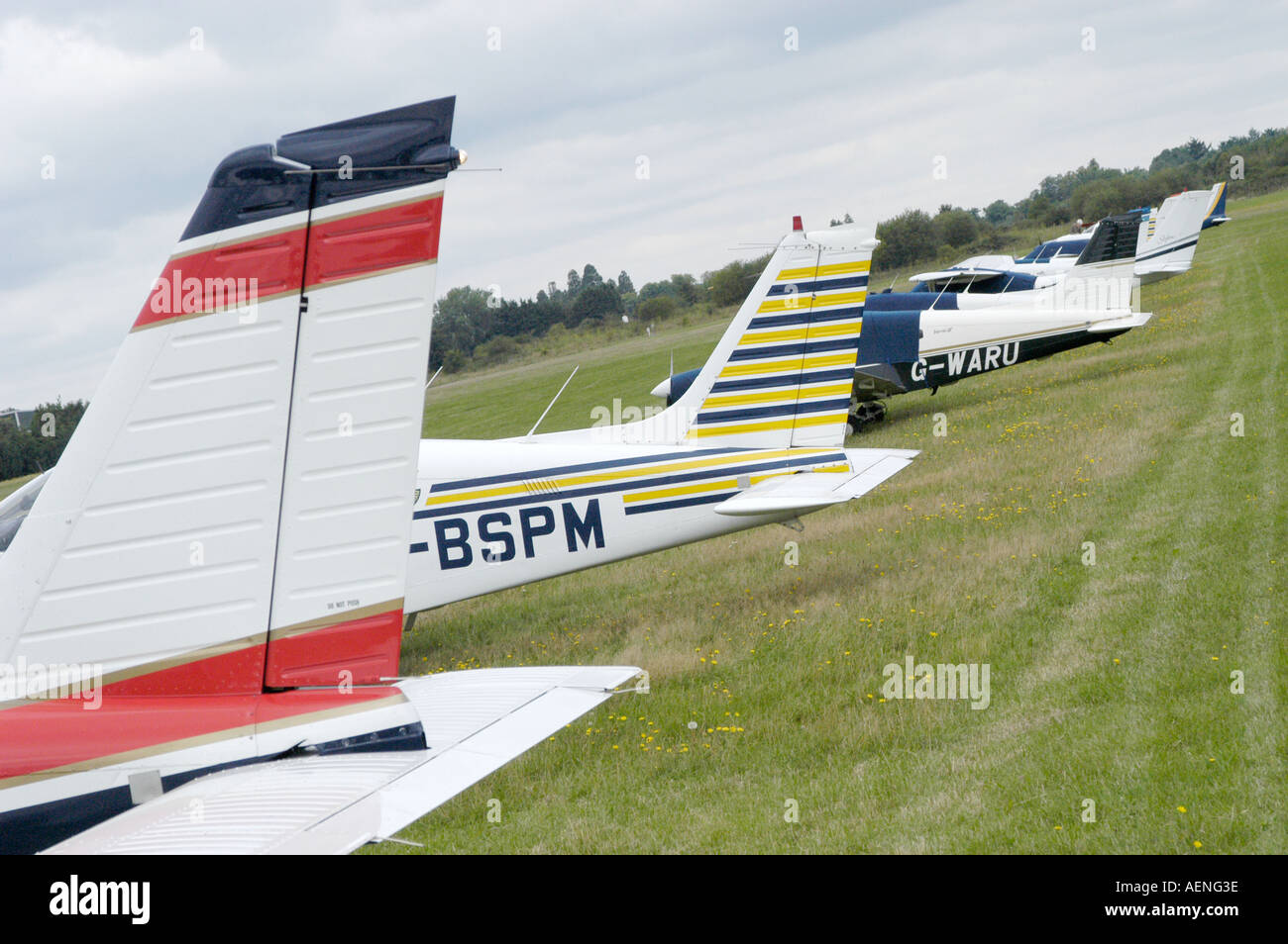 civil light aircraft standing stored on the airfield Stock Photo - Alamy