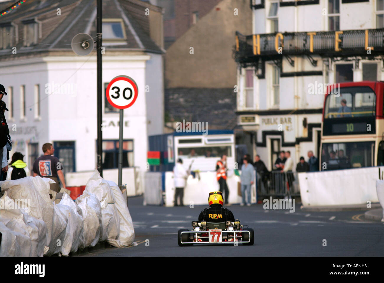 Prokart kart driver Sean Doherty from Belfast on street circuit at Peel ...