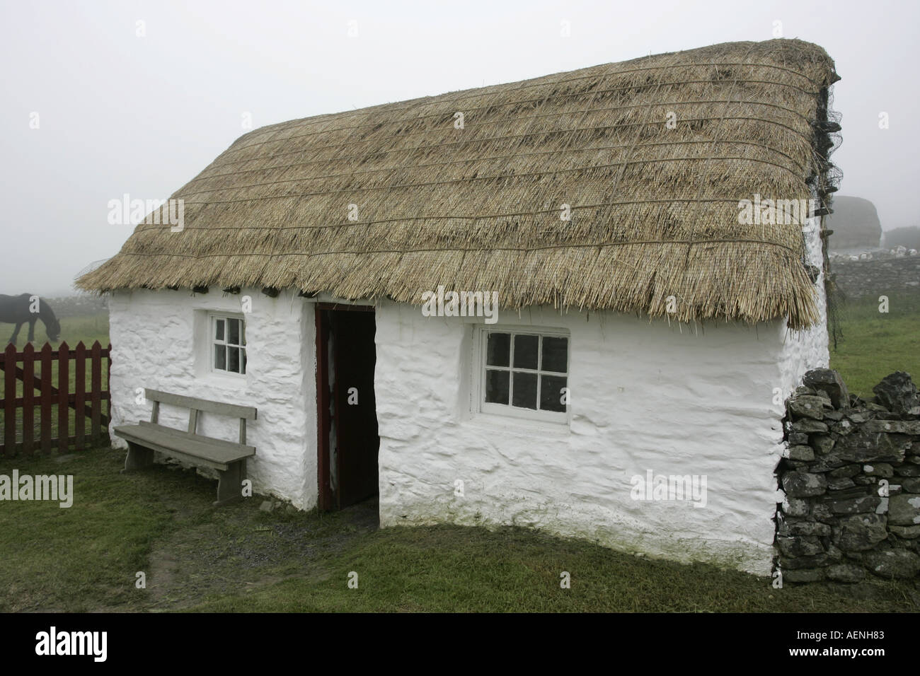 traditional manx thatched cottage house dwelling cregneash village IOM ...