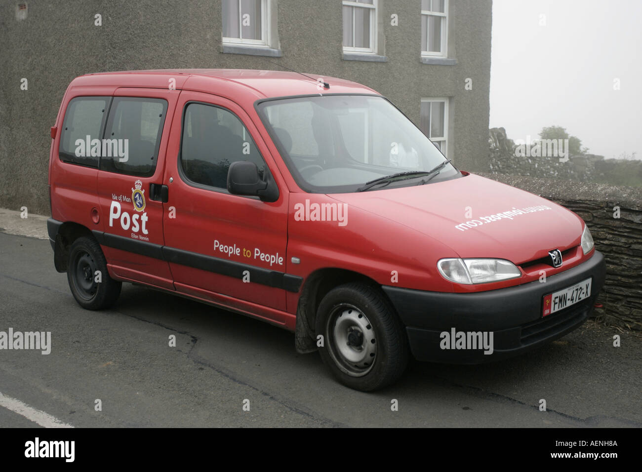 red manx post office van IOM Stock Photo - Alamy