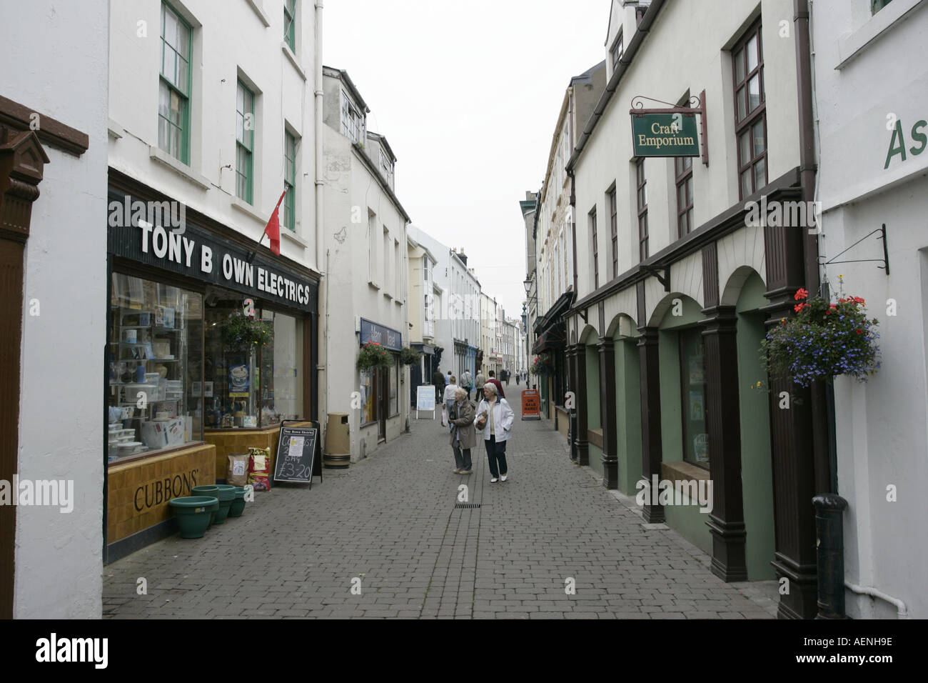pedestrian shopping street castletown isle of man IOM Stock Photo - Alamy