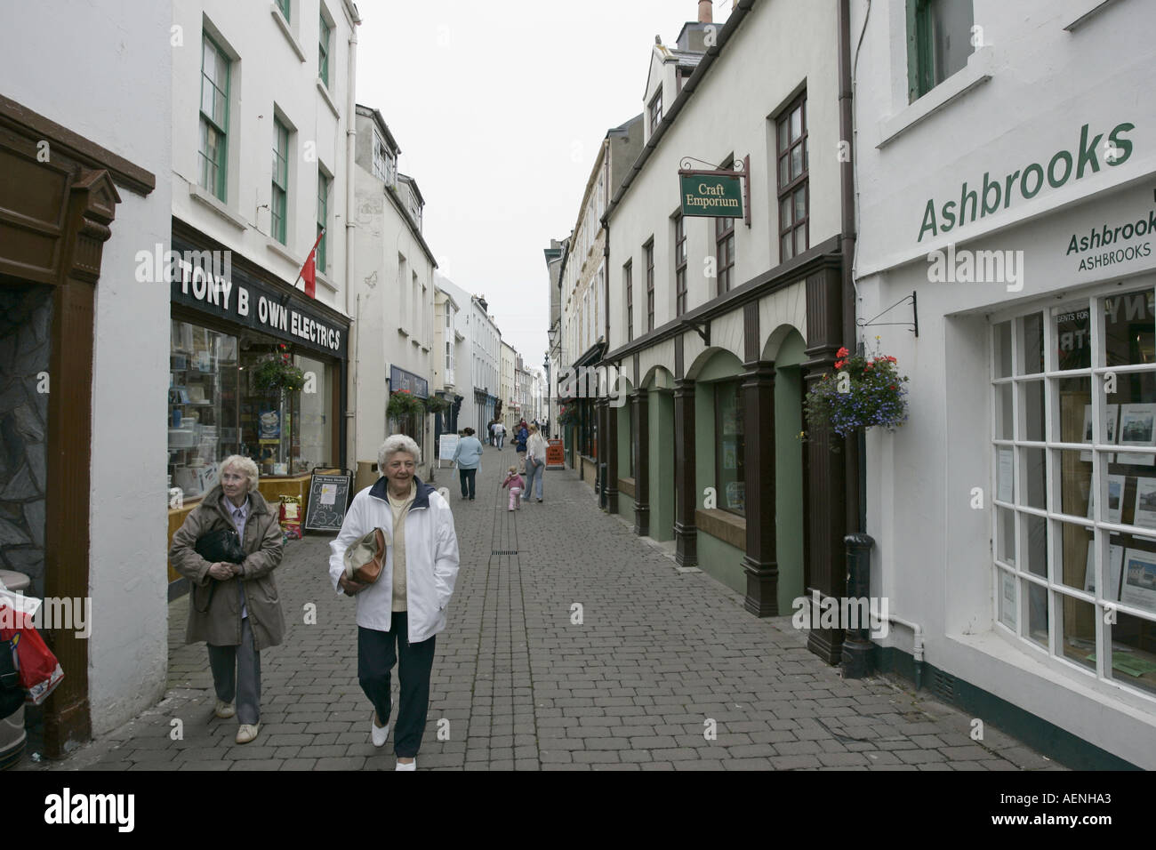 pedestrian shopping street castletown isle of man IOM Stock Photo - Alamy