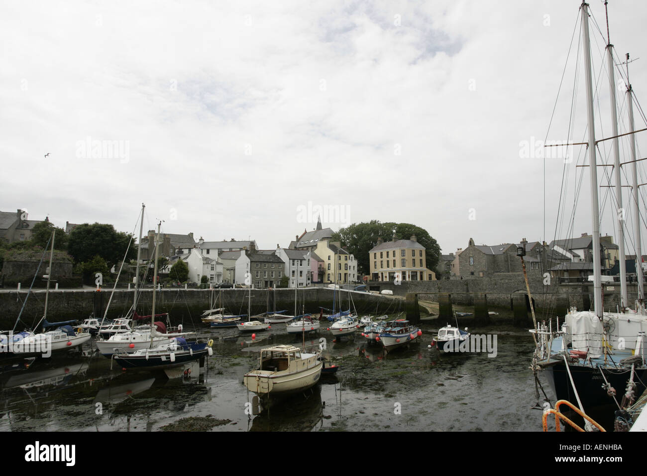 boats on the silverburn river castletown IOM Stock Photo - Alamy