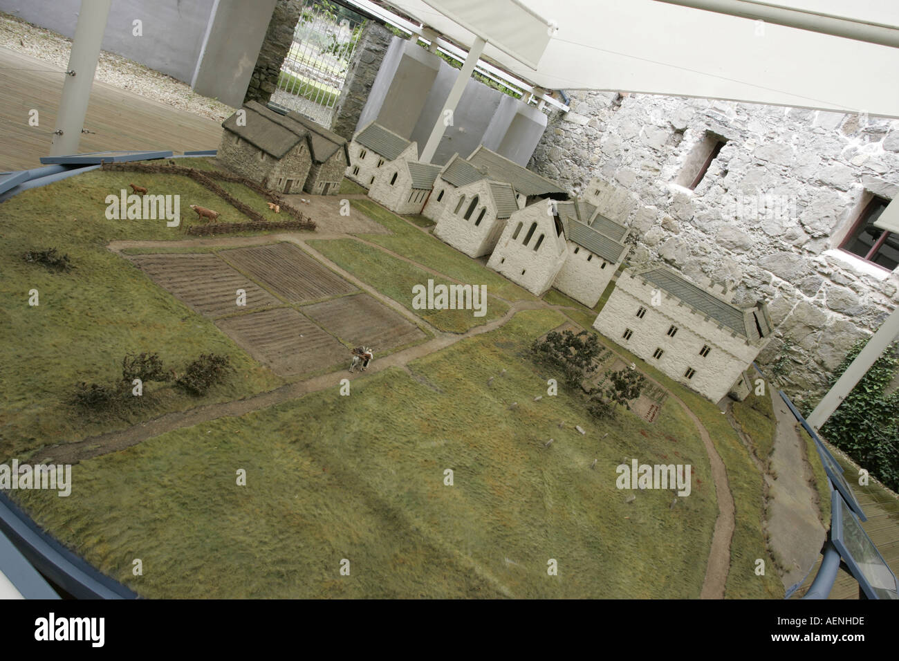 Model of ancient rushen abbey ballasalla IOM Stock Photo - Alamy