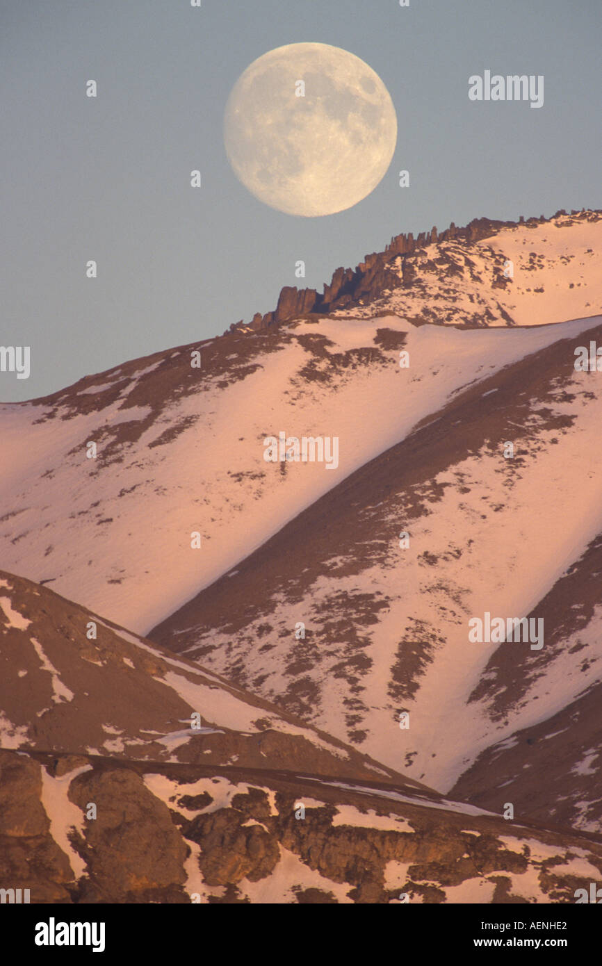 full moon over Gates of the Arctic National Park Brooks range North ...