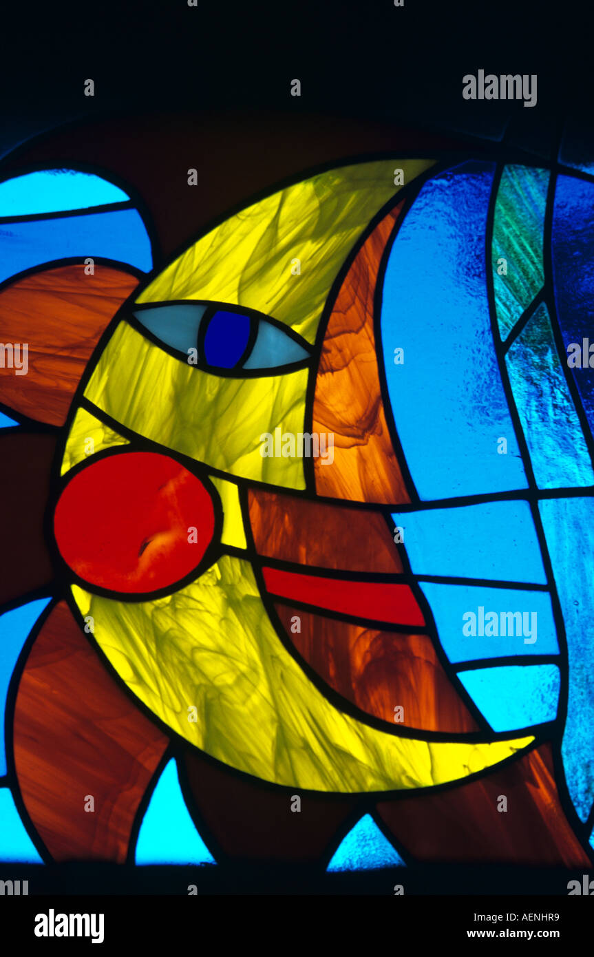 Stained glass window of the sun in a hotel room, Urubamba, Peru Stock ...