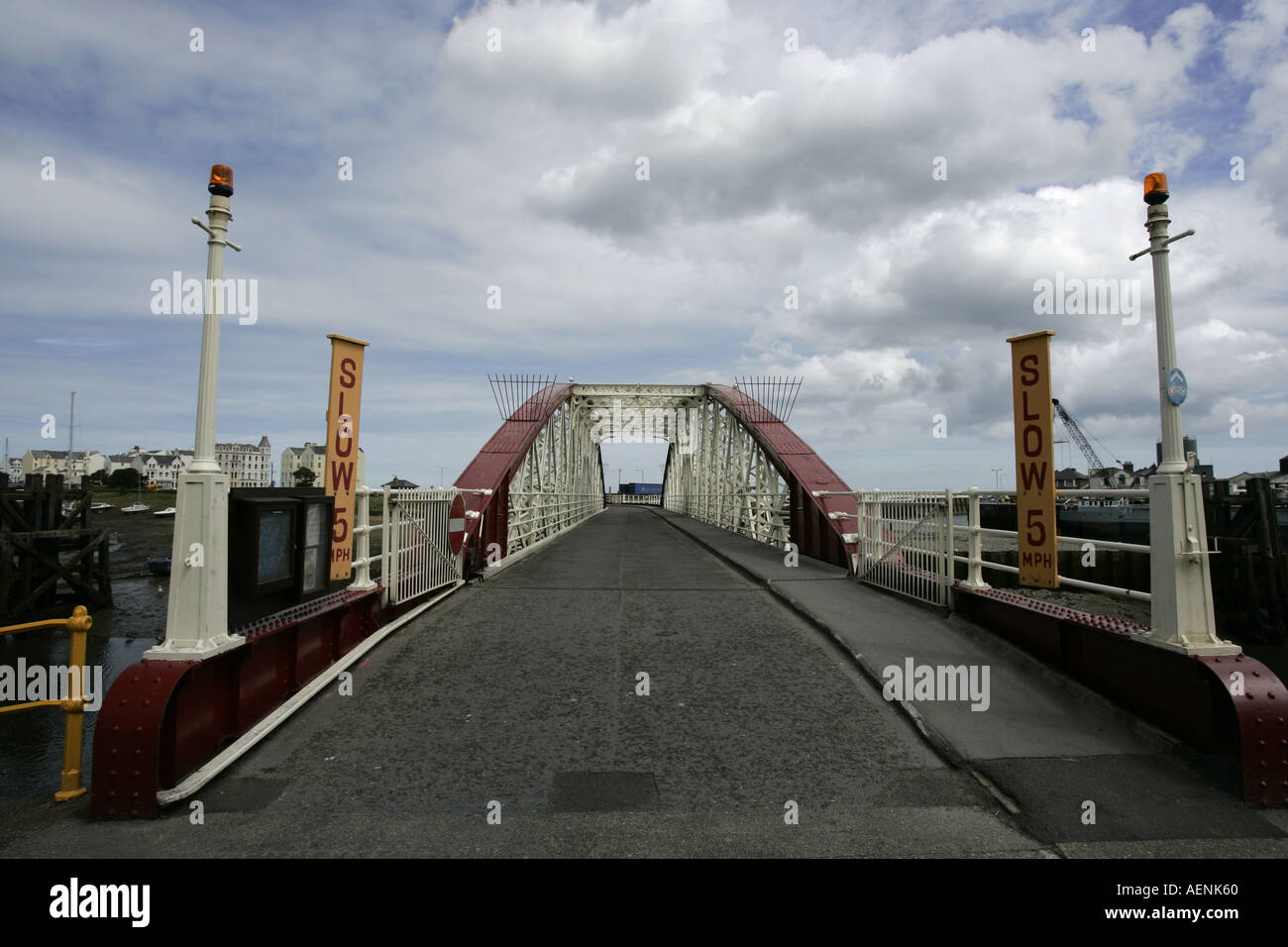 old Iron swing bridge ramsey isle of man IOM Stock Photo - Alamy
